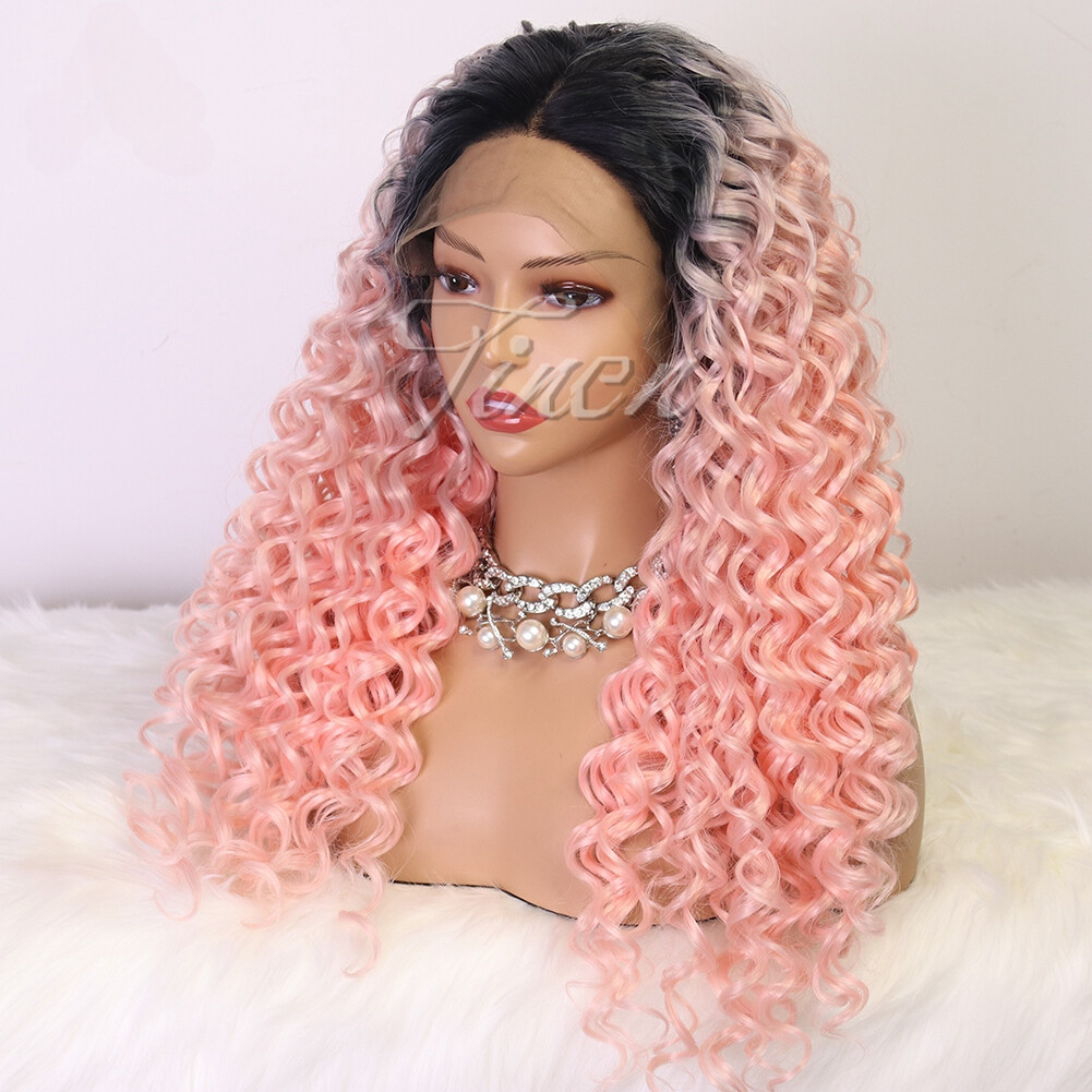 Ginger Curly Wig Synthetic Lace Front Wig Heat Resistant Drag Queen ...