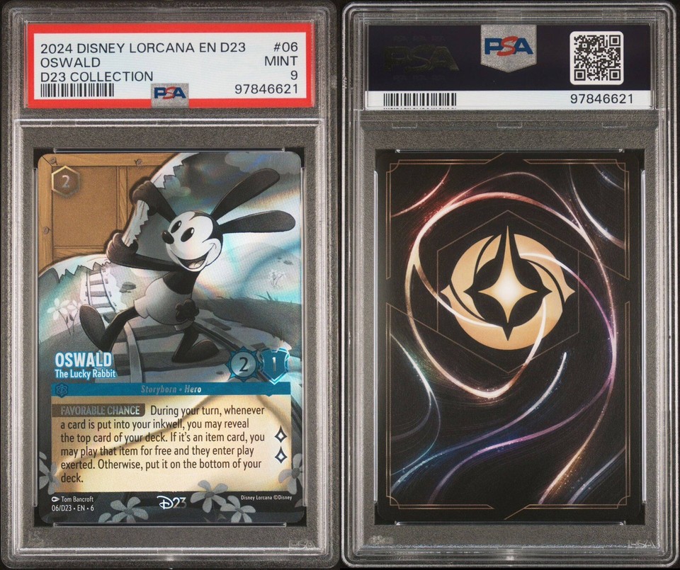 PSA 9 Disney Lorcana Oswald The Lucky Rabbit D23 2024 Enchanted Promo ...