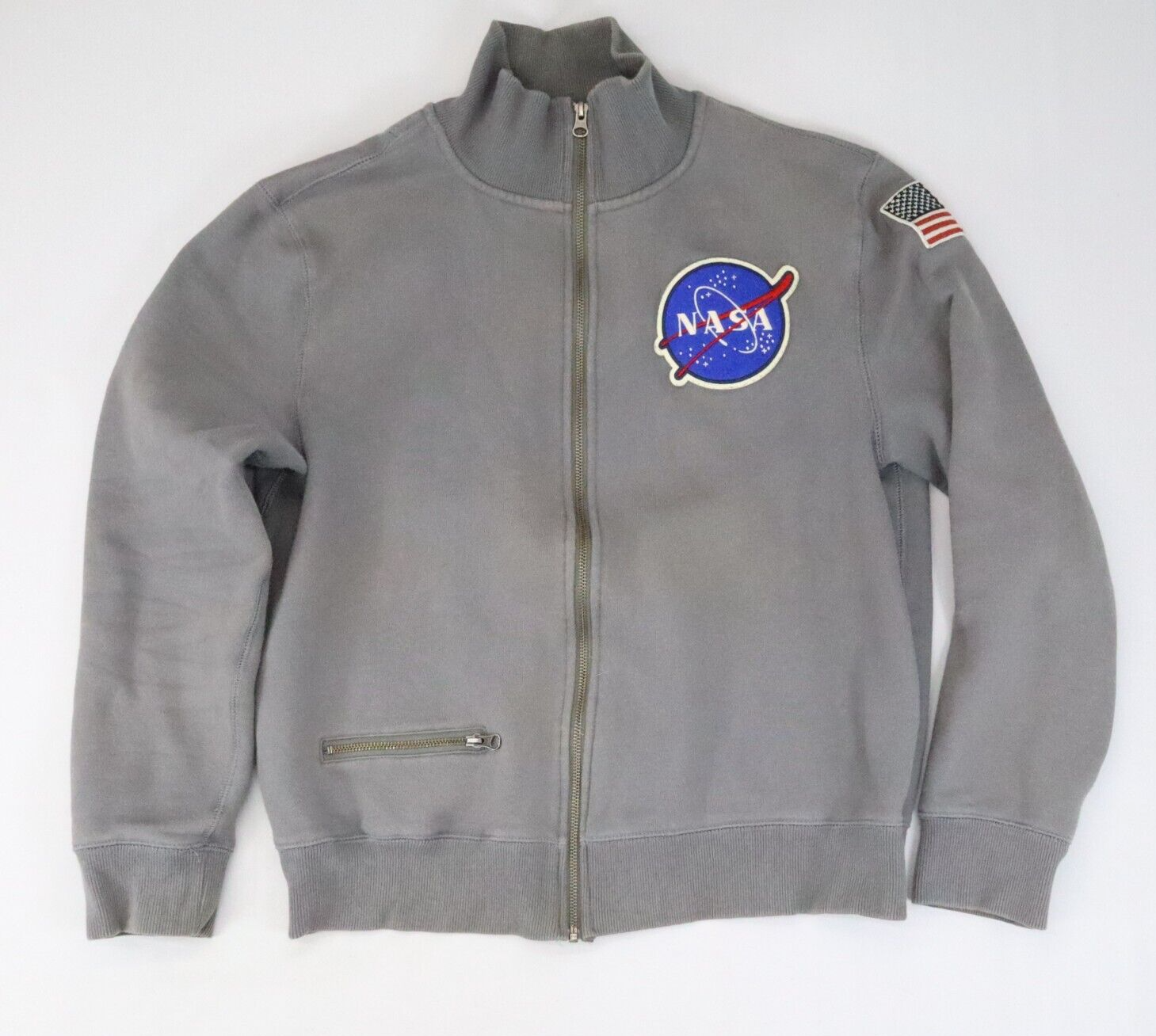 NASA Rocket Scientist Full Zip Sweatshirt Jacket Mens Size L Gray Red ...