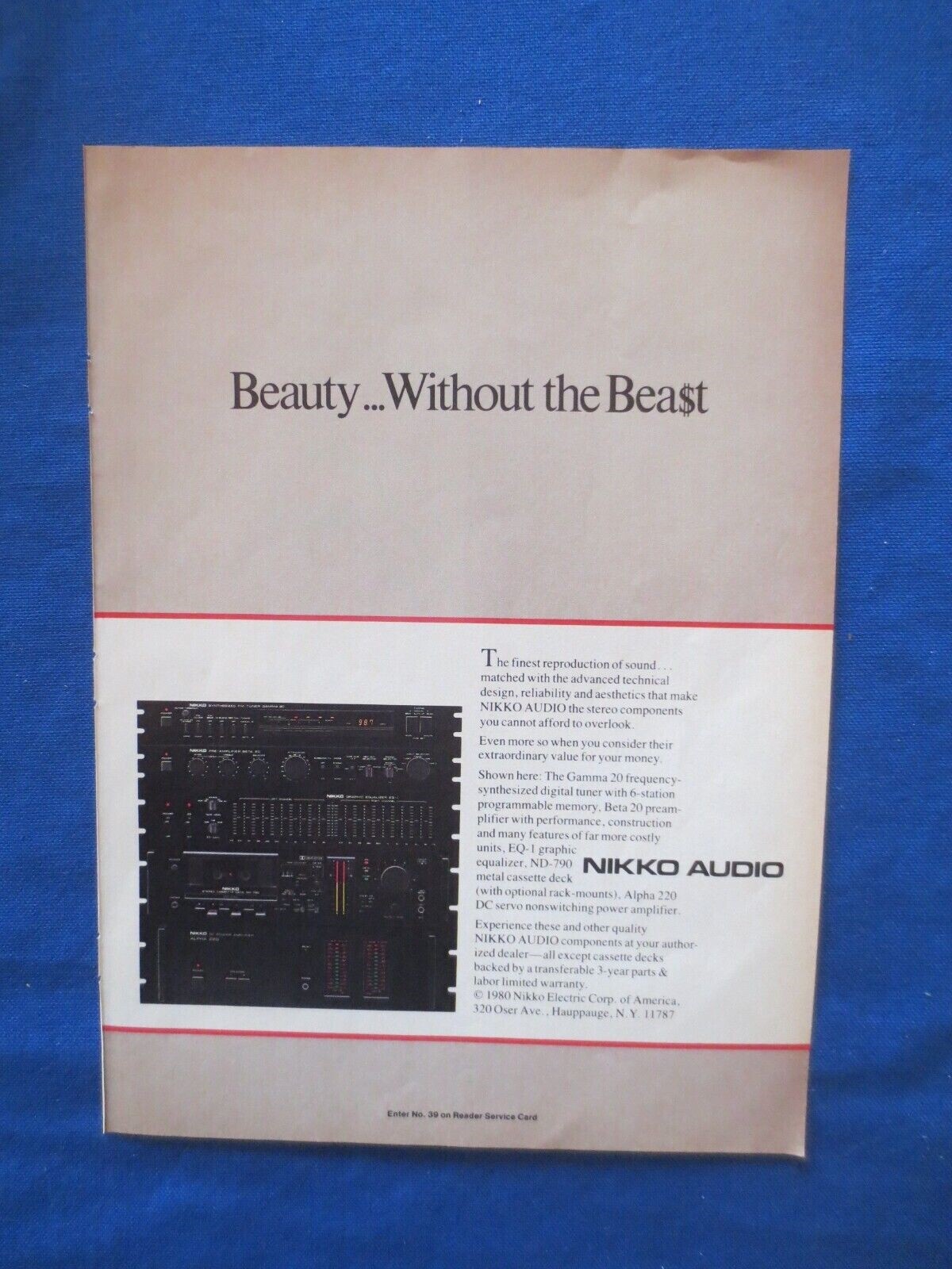 Nikko Alpha 220 Beta 20 ND-790 EQ-1 Gamma 20 Magazine Ad Audio October ...