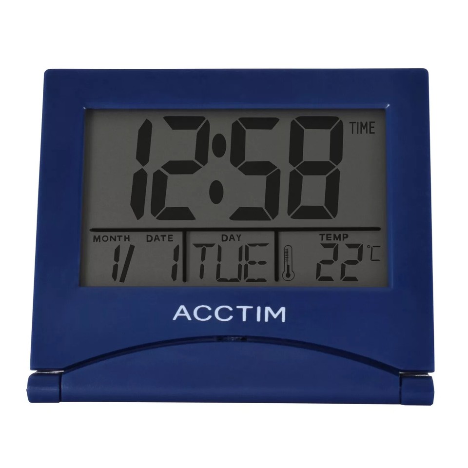 Acctim Mini Flip II Digital Travel Alarm Clock Date, Temperature ...