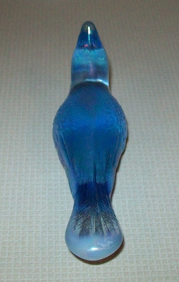Fenton Blue Jay Iridescent Blue Carnival Glass Cardinal Bird Figurine ...
