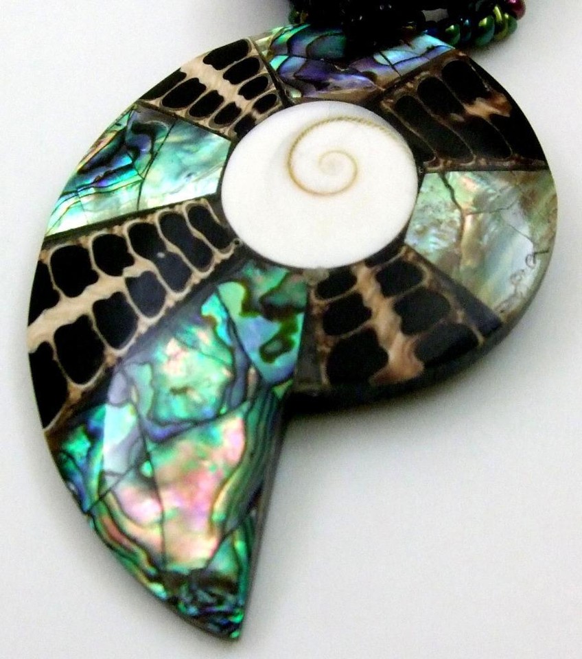 Abalone Shell Cone Shell Shiva Eye Pendant Beads Necklace Women Jewelry ...