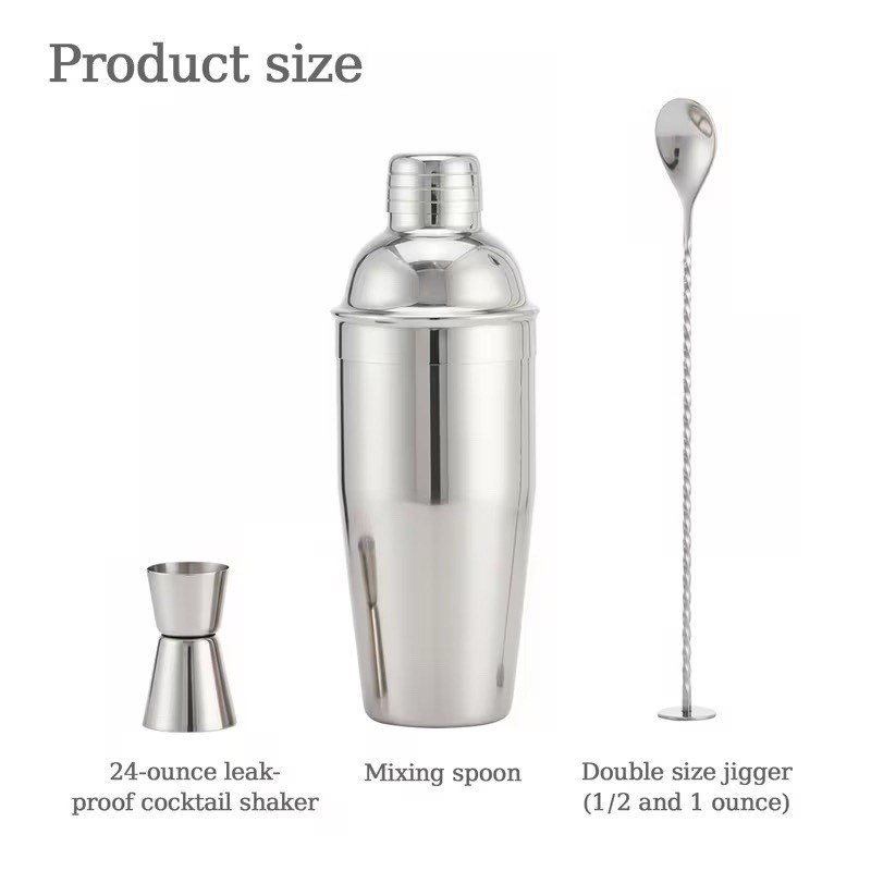 Cocktail Shaker Set Stainless Steel Bartender Kit Martini Mixer 24oz ...
