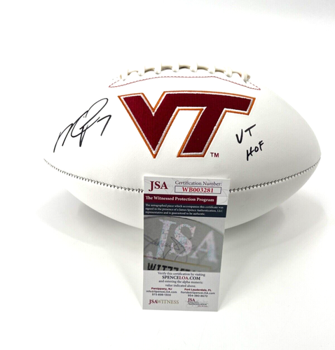 MICHAEL VICK VIRGINIA TECH SIGNED LOGO FOOTBALL JSA WITNESS COA VT HOF ...