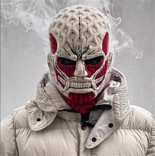 Anime Attack on Titan Colossal Titan Headwear Woolen Hand Knitted Mask ...
