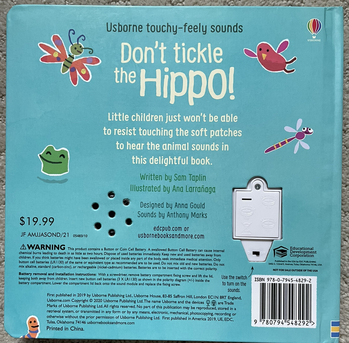 USBORNE Touch-feely Sounds Don’t Tickle The Hippo! (NEW & Free shipping ...