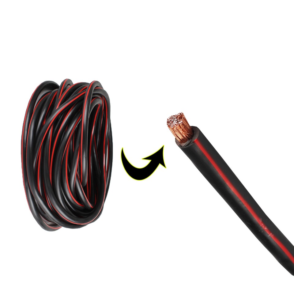 2 AWG Gauge Power Ground Wire Black Red Strands Automotive Battery ...