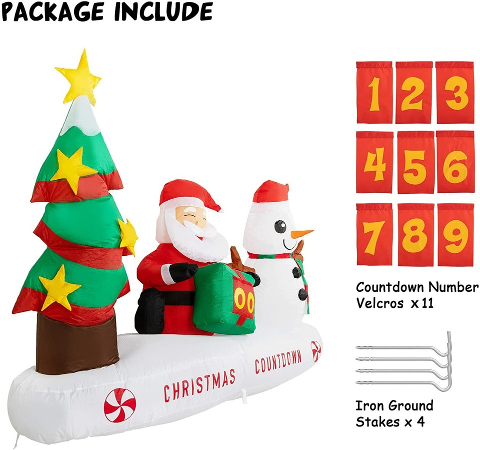 6' Christmas Inflatable Outdoor Lighted Christmas Countdown Yard Decor ...