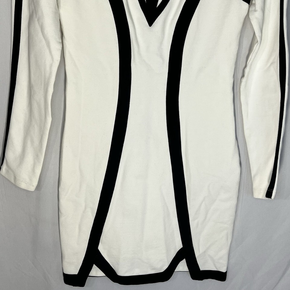 Bebe black ivory white colorblock ponte long sleeve top dress Sz S ...