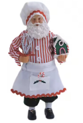 Santa greeter figurine baker with gingerbread house Christmas Statue | eBay