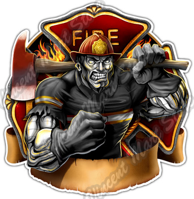 Fireman Beast Fire Department Firefighter Car Bumper Vinyl Sticker ...