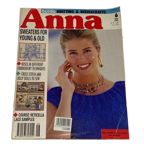 Vintage ANNA Burda Knitting & Needlecrafts Magazine JUNE 1992 ...