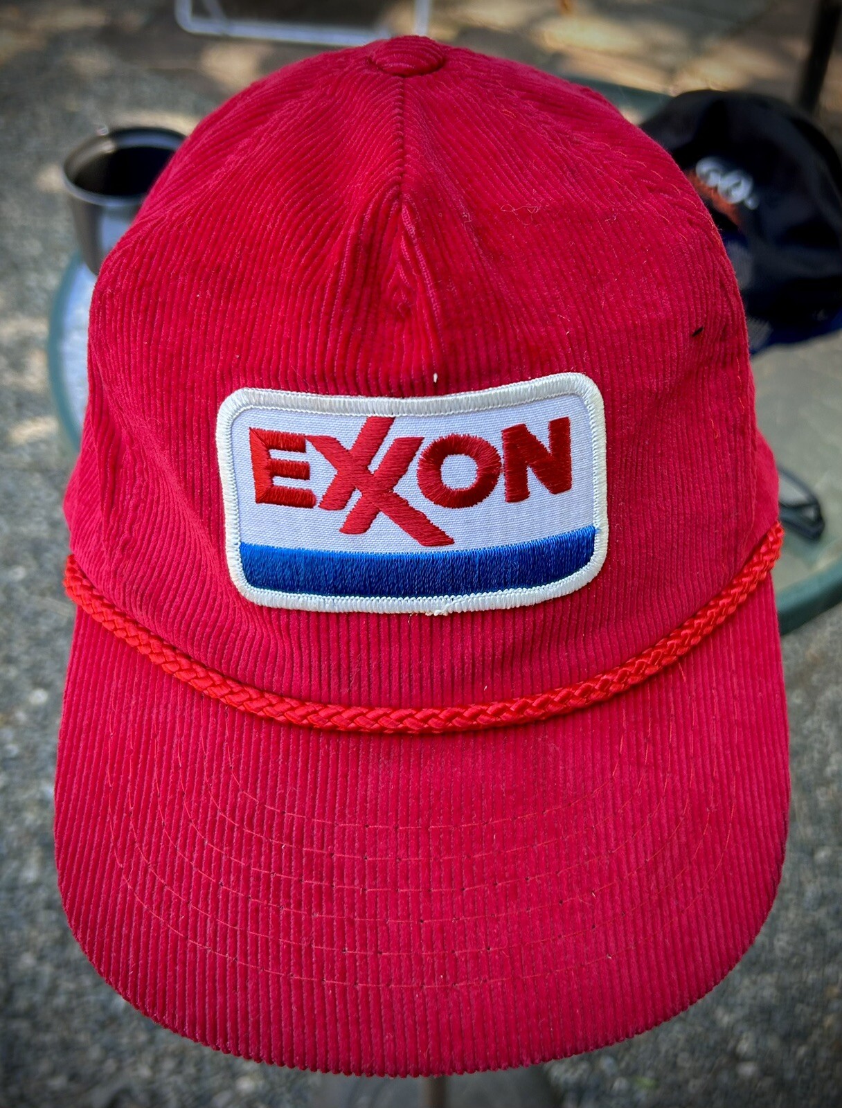 Vintage Exxon Red Corduroy Cap - Gem