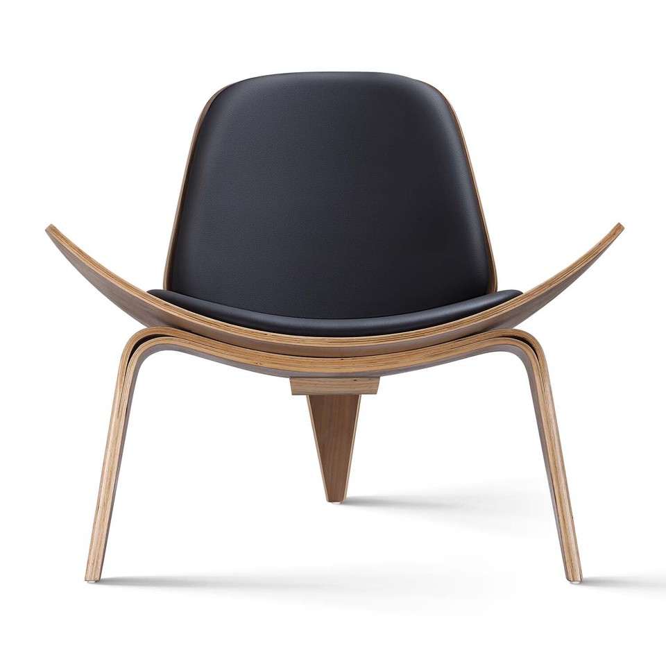 Mid-Century Vintage Shell Chair Lobby Solid Wood Accent Chair ...