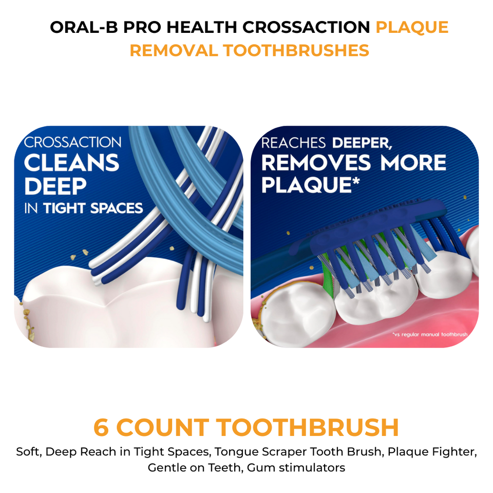 Oral-B Pro Health CrossAction Soft Toothbrushes 6-Count Plaque Removal ...