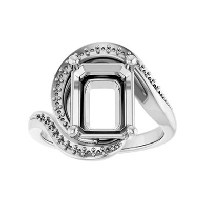 925 Sterling Silver Semi Mount Ring Setting 10x8mm Octagon Stone ...