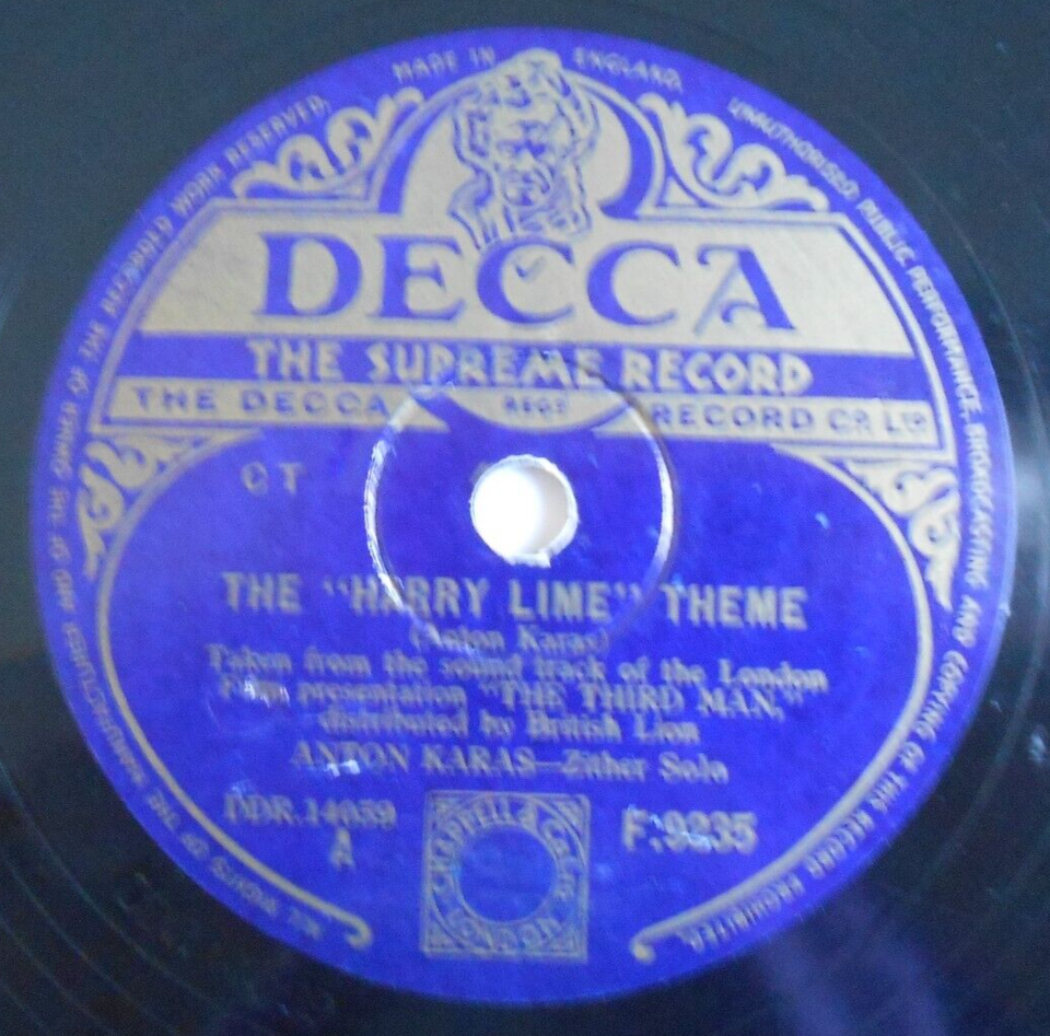 Anton Karas Harry Lime Theme Zither solo 10" 78rpm Decca F9235 EX- | eBay
