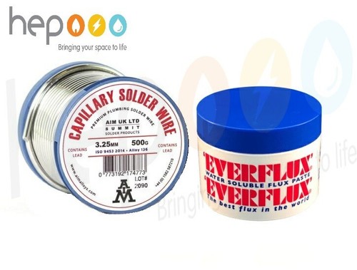 Everflux Plumbing Flux 80ml & Leaded solder 500g for copper pipes SET ...
