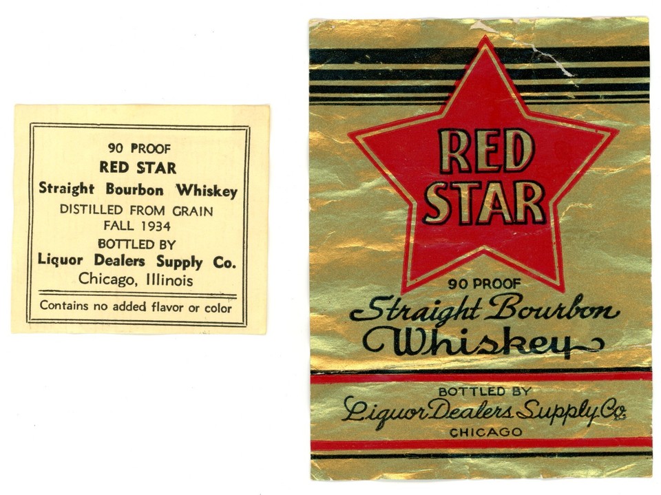1920s-30s Red Star Straight Bourbon Whiskey Liquor Dealers Supply Co ...
