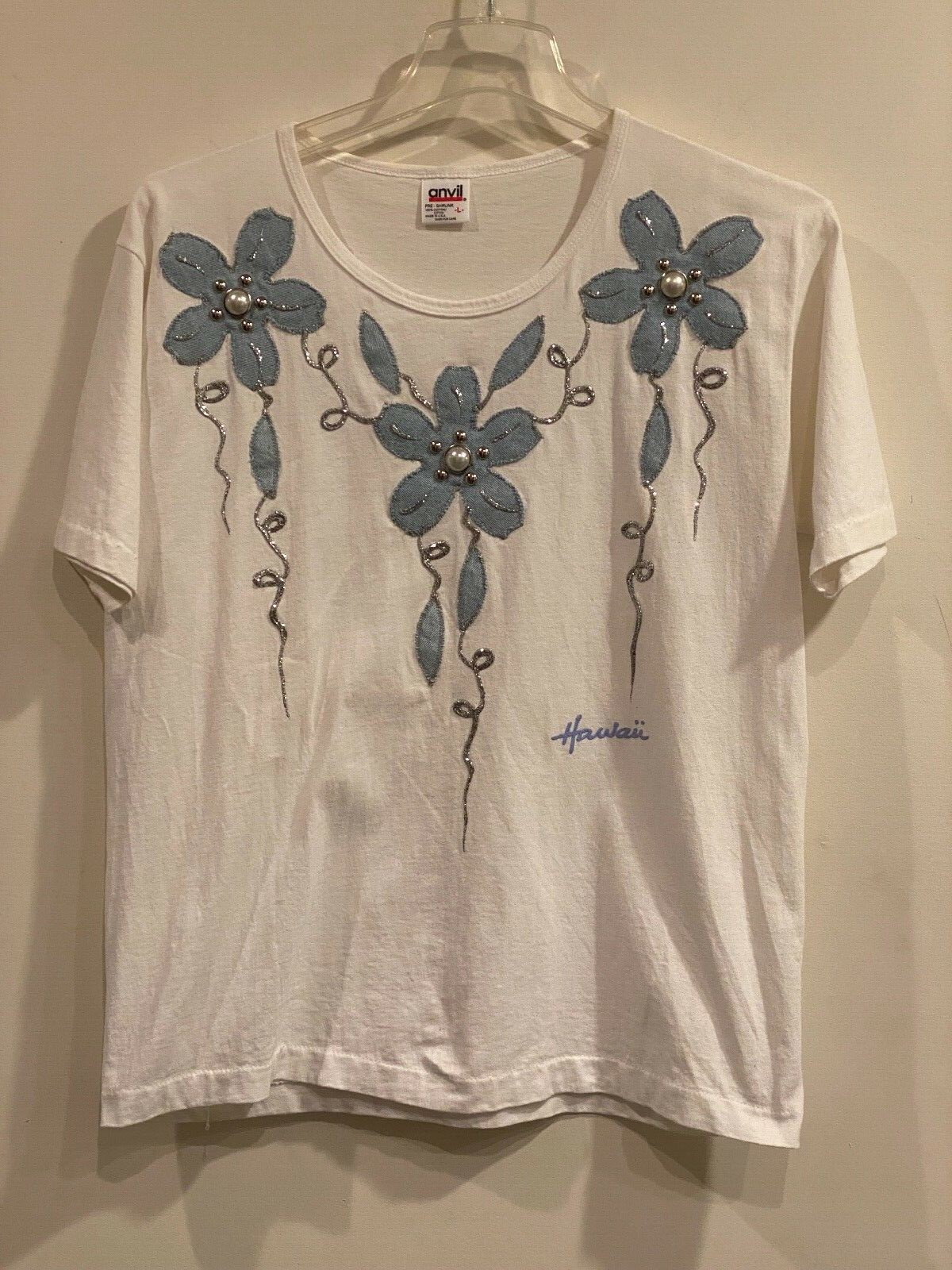 Vintage Anvil Pre Shrunk 100% Cotton Decorated White … - Gem