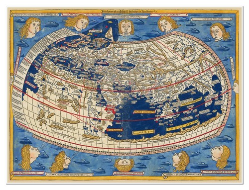 World Map Before Columbus by Claudius Ptolemy / Johann Reger c 1486 ...