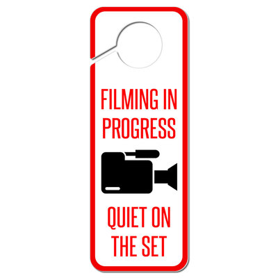 Filming in Progress Quiet on the Set Plastic Door Knob Hanger Sign | eBay