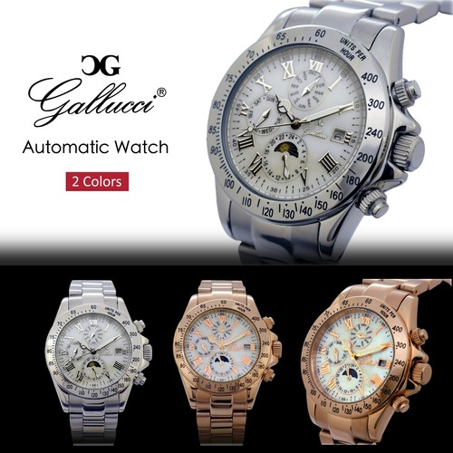Gallucci Unisex Casual Multifunction Automatic Wrist Watch with a Screw ...