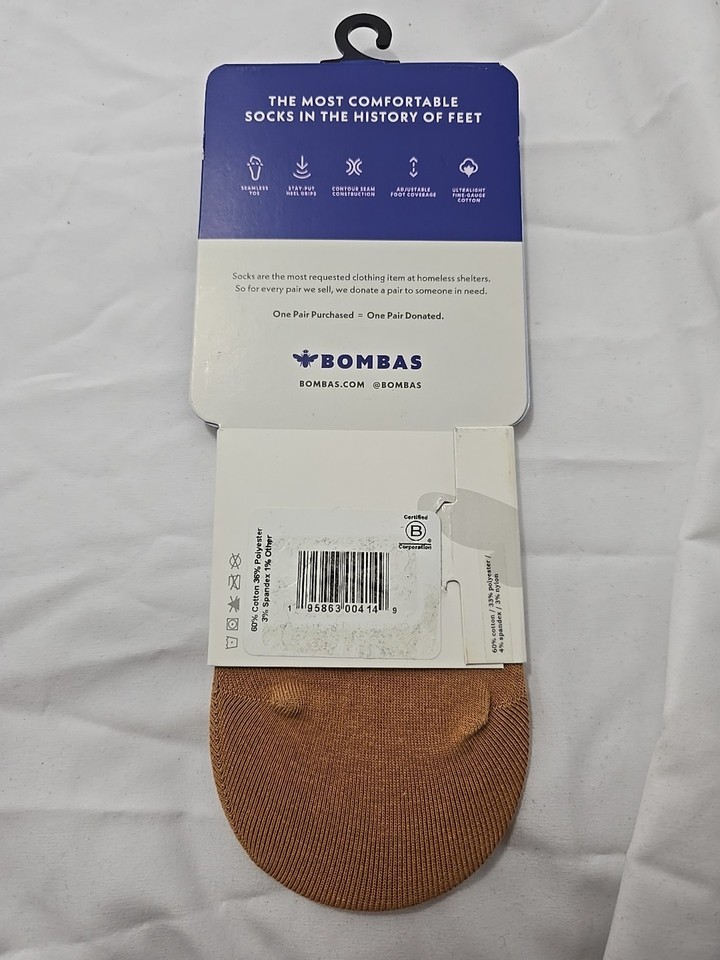 NWT Bombas Women's Low Cut No Show Socks Small Tan Cotton Blend Heel ...