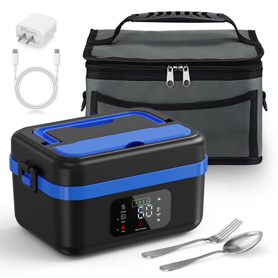 Cordless Electric Lunch Box for Adults, Rechargeable Self-Heating Food ...