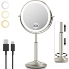 VFD 30X/1X Makeup Mirror with Lights, Height Adjustable Lighted ...