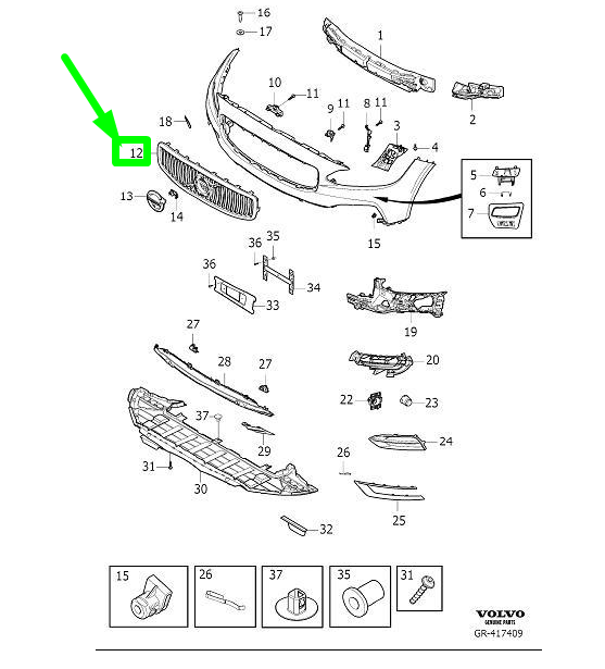 For VOLVO S90 II Radiator Grille 32365386 New | eBay UK