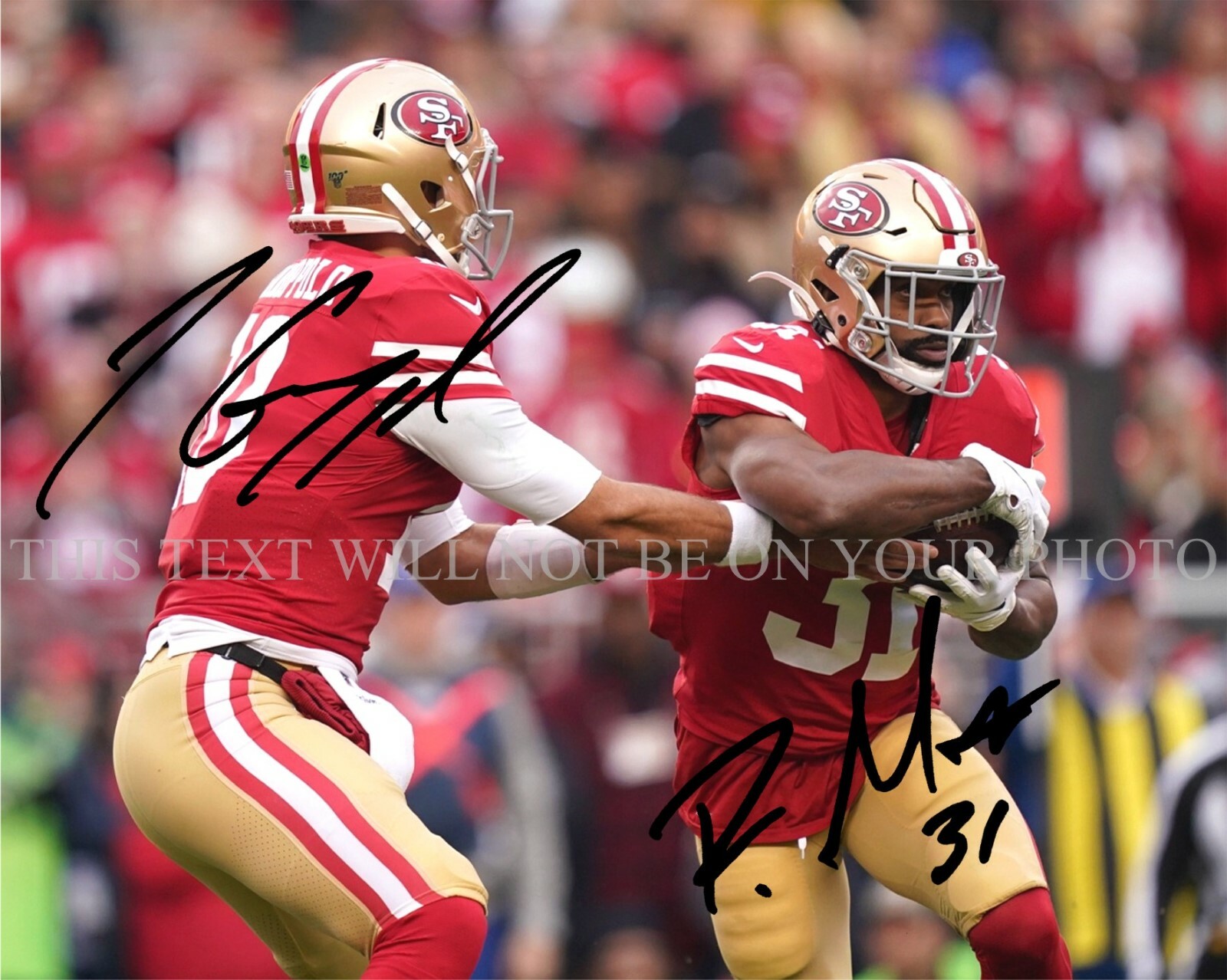 JIMMY GAROPPOLO AND RAHEEM MOSTERT SIGNED AUTOGRAPH 8X10 RPT PHOTO SAN ...