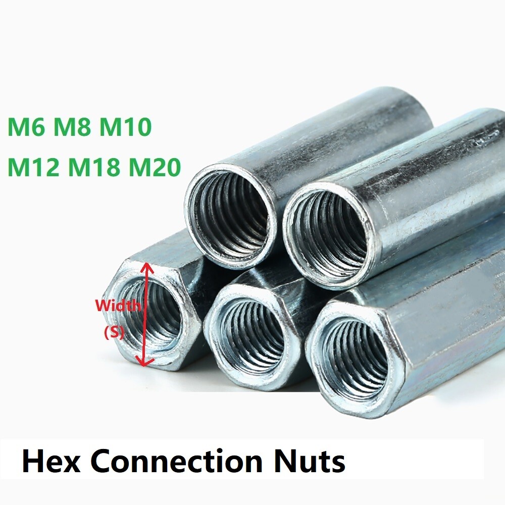 Long Hex Nuts Heavy Duty Hex Coupling Nuts / Connecting Rods - Zinc ...