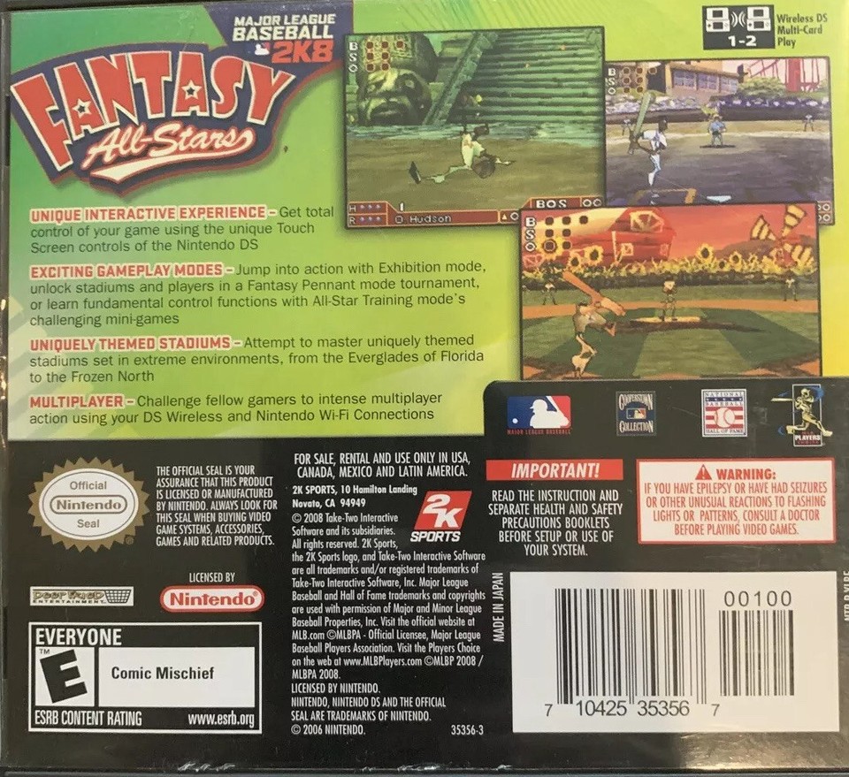 Major League Baseball 2K8 Fantasy All-Stars (Nintendo DS, 2008 ...