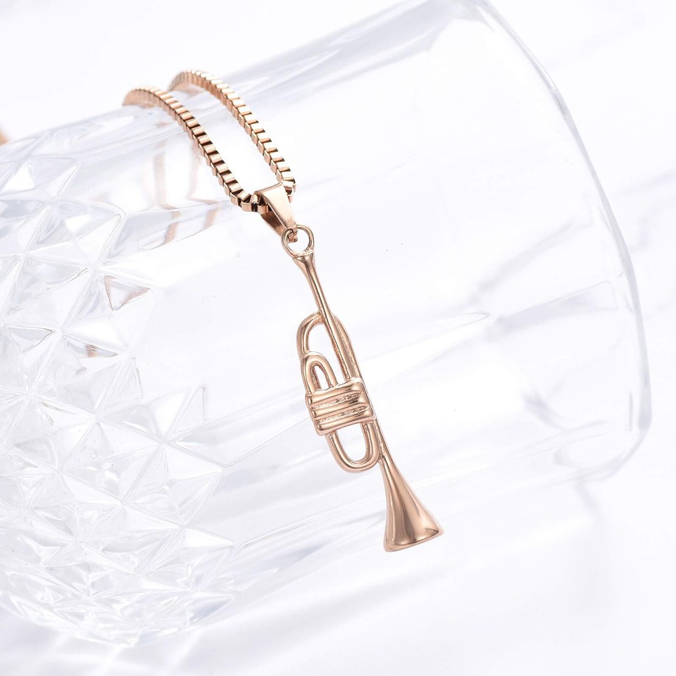 Stainless Steel Musical Instrument Trumpet Pendant Necklace for ...