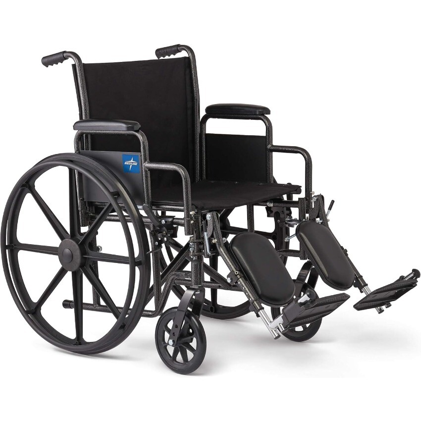 Medline Comfortable Folding Wheelchair with Swing-Back, Desk-Length ...