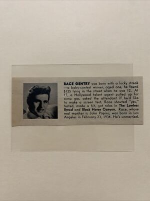 Race Gentry The Lawless Breed & Chuck Connors 1956 Hollywood Star Panel ...