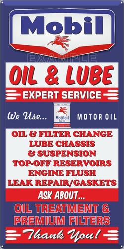 MOBIL LUBE OIL CHANGE SERVICE GAS STATION OLD SIGN REMAKE ALUMINUM SIZE ...
