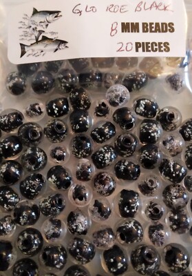 Fishing Premium Trout/Salmon/Steelhead Beads 8mm 20ct glow roe black ...