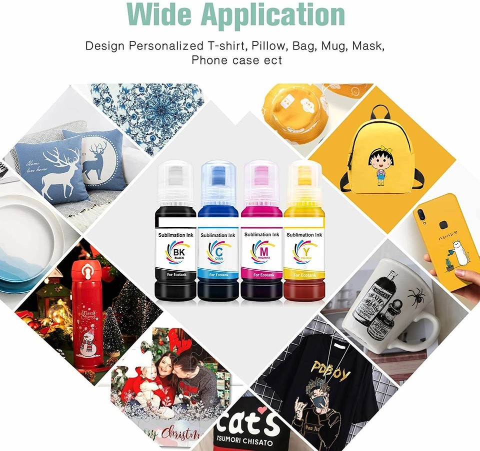 4 Bottles Sublimation Ink For Epson EcoTank ET 2760 2720 2800 2803 2750 ...