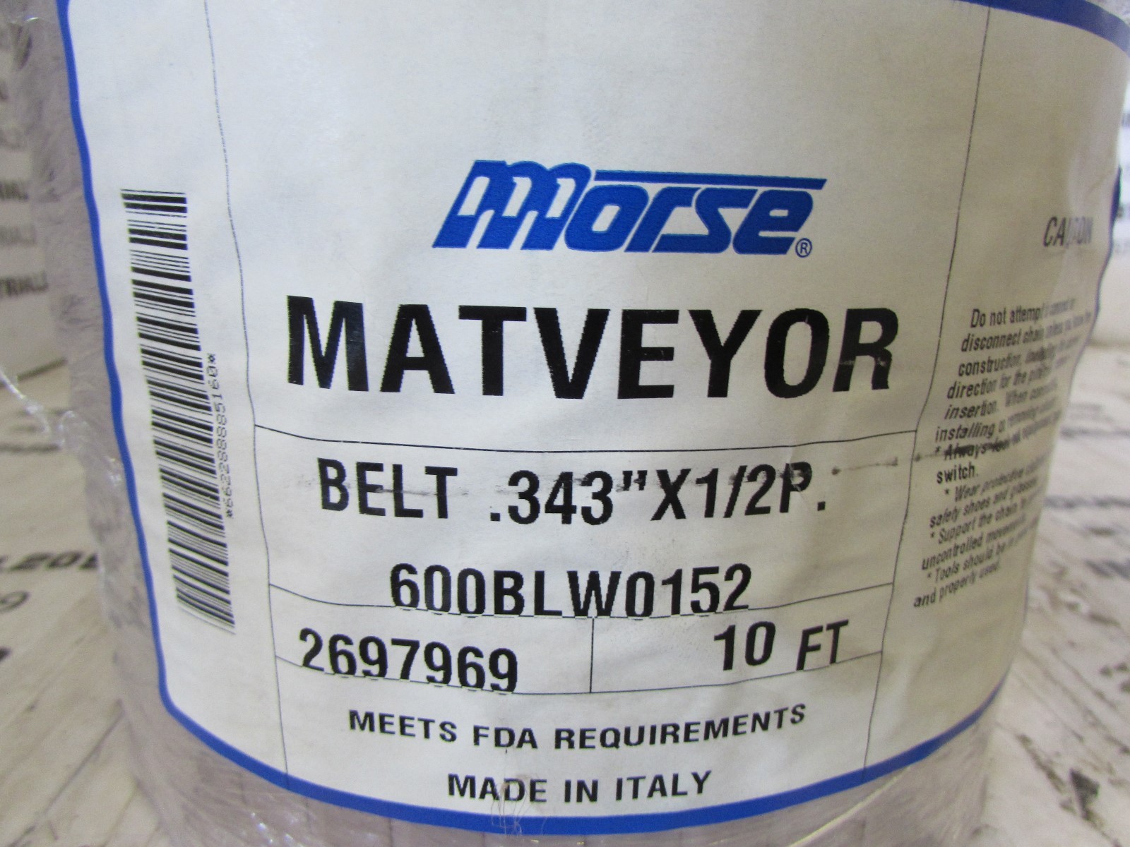 MORSE MATVEYOR 600BLW0152 TABLETOP CHAIN BELT .343''X1/2P 10FT NEW | eBay
