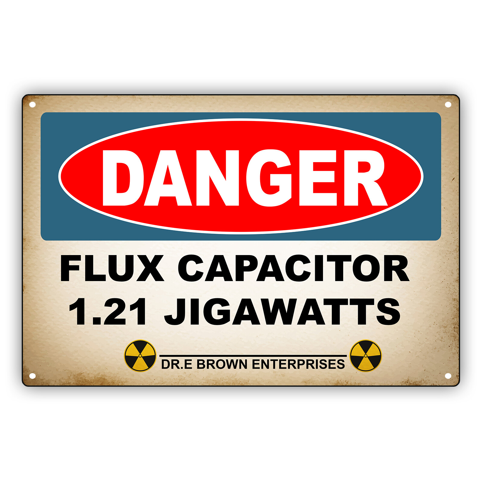 FLUX CAPACITOR 1.21 JIGAWATTS Radiation In Area Retro Vintage Danger ...