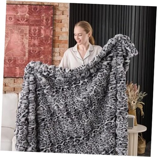760GSM Faux Rabbit Faux Fur Throw Blanket,Super Queen-80" x 90" Snow ...