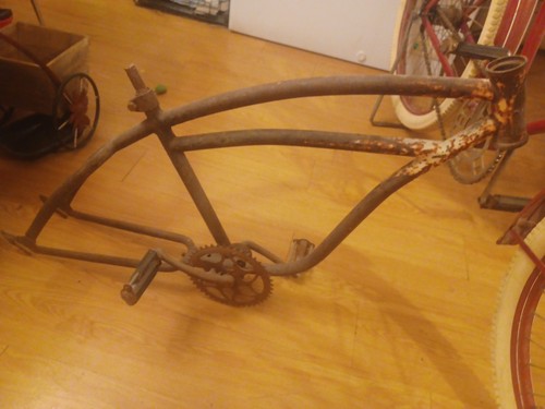 Post War 24"monark Super Deluxe Tank Bike Frame BALLON TIRE VINTAGE ...