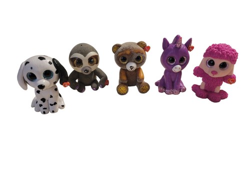 (5) TY Beanie Boos Mini Boo 2" Figures Dalmation Sloth Poodle Bear ...