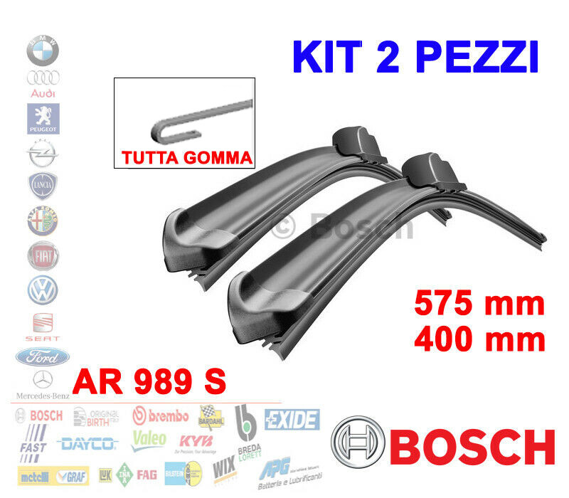 KIT 2 SPAZZOLE TERGICRISTALLO GOMMA BOSCH 3397118989 AEROTWIN 57,5 40 ...