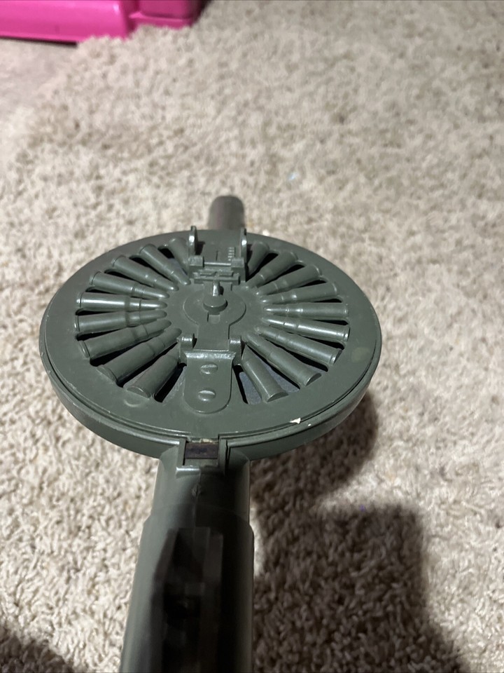 Vintage 1960s Marx US Army Green Toy Machine Gun Hand Crank Top Load | eBay
