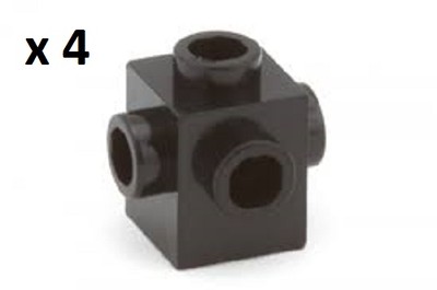 LEGO Black Brick, Modified 1x1 Studs 4 Sides (x 4) 4733 Spare Parts ...