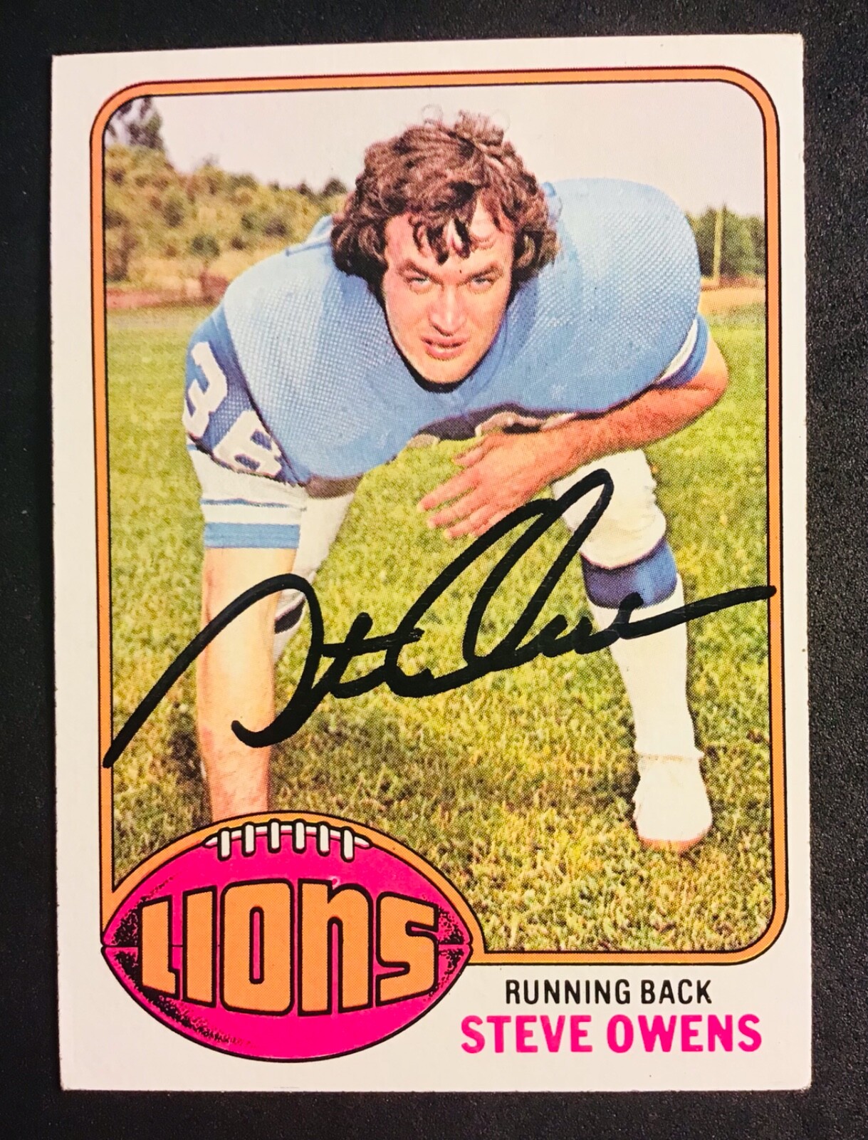 Detroit Lions STEVE OWENS autograph signed 1976 TOPPS card auto 1969 ...